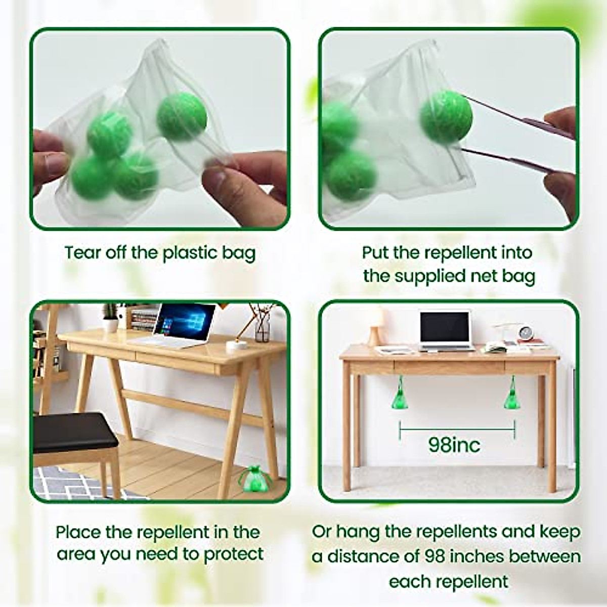 SEEKBIT 8 Pack Cockroach Repellent, Natural Roach Repellent Peppermint, Repels Ant, Spider, Roach Insect Rodent Repellent,Keep Roach Away from Car, Closet, Attic, Garage, for Indoor Outdoor Use