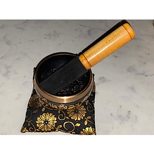 S.H. HANDICRAFTS Tibetan Singing Bowl Set — Meditation Sound Bowl Handcrafted in India for Healing and Mindfulness, BRASS ANTIQUE, 3.5 INCHES (SH-00045)