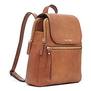 Calvin Klein Reyna Novelty Key Item Flap Backpack, Caramel Combo, One Size
