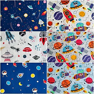 Cotton Fabric Squares 5x5 Charm Packs for Quilting 5 inch for Baby Boy Sewing Patchwork 42pcs (Galaxy Fabric)