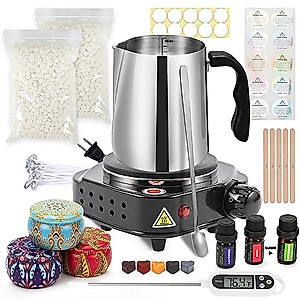 SAEUYVB Candle Making Kit,Candle Making Kit for Adults,Candle Making Supplies,Including Candle Melting Pot Candle Kit - DIY Starter Full Set Soy Candle Making Kit - Perfect Decoration for Family Life