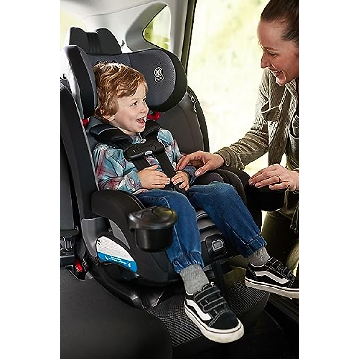 Safety 1st Everslim DLX All-in-One Convertible Car Seat, 4 Modes of use: Rear-Facing, Forward-Facing (22–65 lbs), Belt-Positioning Booster (40–100 lbs), Backless Booster (40–100 lbs), Dunes Edge