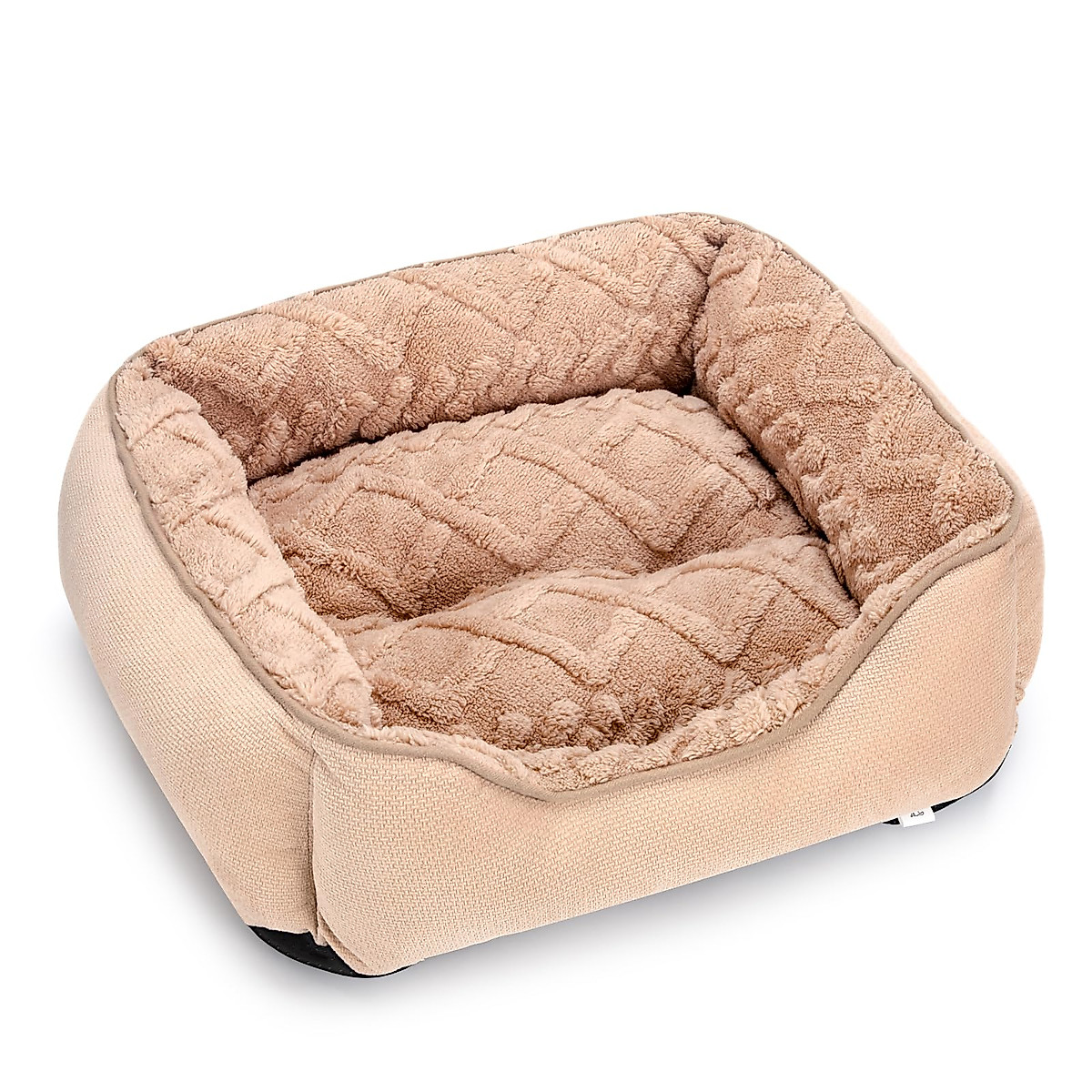 JOEJOY Small Dog Bed for Medium Small Dogs, Rectangle Washable Dog Sofa Bed, Breathable Soft Puppy Bed, Durable Pet Cuddler Bed with Anti-Slip Bottom, 25"x21"x8", Beige