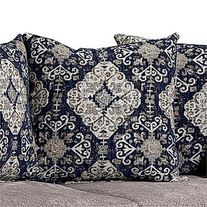 Furniture of America Lantz Traditional Chenille Upholstered Sofa in Gray