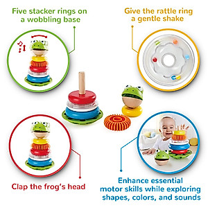 Hape E0457 Mr Frog Stacking Rings - Toddler Activity Toy L: 4.7, W: 4.7, H: 7.3 inch