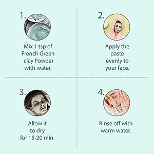 French Green Clay powder by mi nature | 227g(8 oz) (0.5 lb) | Montmorillonite Clay | Facial Care | Skin care