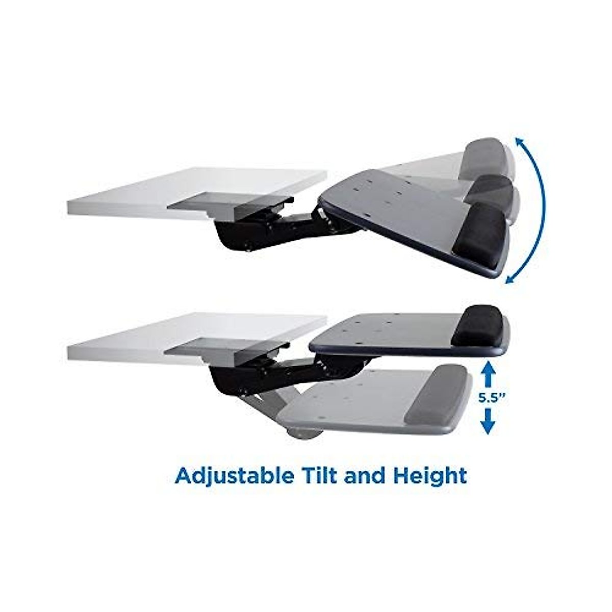 Mount-It! Under Desk Keyboard Tray, Adjustable Keyboard and Mouse Drawer Platform with Ergonomic Wrist Rest Pad, 17.25" Track (MI-7137)