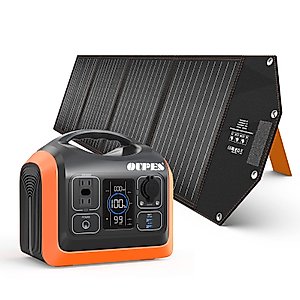 OUPES 600W Portable Power Station, Solar Generator with 100W Solar Panel, 595Wh(186000mAh) LiFePO4 Power Station for Outdoors Home Use RV Camping