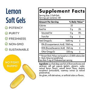 Nordic Naturals ProEPA Xtra, Lemon - 120 Soft Gels - 1640 mg Omega-3 - High-Intensity EPA Formula for Positive Mood, Heart Health & Cellular Function - Non-GMO - 60 Servings