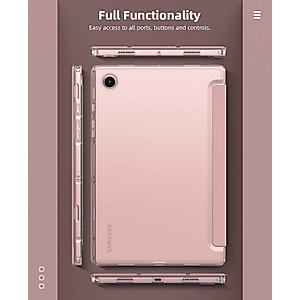 MoKo Case Fits Samsung Galaxy Tab A8 10.5 Inch 2022 (SM-X200/SM-X205/SM-X207), Slim Case Trifold Stand with Auto Sleep/Wake Function and Soft TPU Translucent Frosted Back Cover, Pink