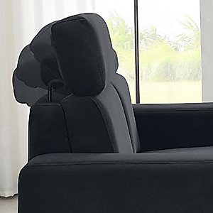 Sofa Couches,87''Modern Couch for Living Room Sofa with Multi-Angle Adjustable Headrest, 3 Seater Comfy Couch Sofa,Spacious and Comfortable Velvet Loveseat (Black)
