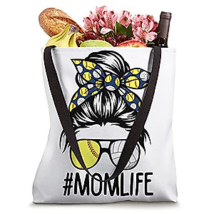 Dy Mom Life Softball Volleyball Mothers Day Messy Bun Tote Bag