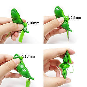 Honbay 6PCS Pea Pod Decompression Toy Squeeze Beans Peapod Fidget Toy Extrusion Edamame Pea Keychain Keyring Stress Relieving Keychain Toys