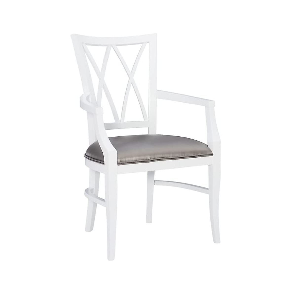 Pemberly Row Mid Century Wood Dining Arm Chair in White