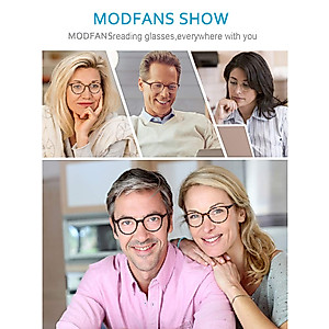 MODFANS Women Reading Glasses 4Pack Large Round Frame Readers Spring Hinges with 4 Pouch