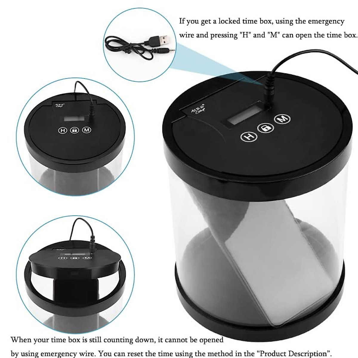 JRing Time Locking Box Timed Lock Storage Container Pantry Self-control Timer Locker for Phone Snacks Food Medicines Credit Card Alcohol Gaming Machine or Other Addictive(Black)