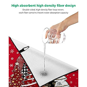 Golf Towel Christmas Tree Snowflake Red,Waffle Pattern Microfiber Club Cleaner Golf Towels with Carabiner Clip for Women Men Dad,Winter Aesthetic Cedar Golf Towel for Golf Bags Accessories,24x16in