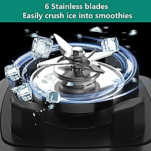 OMMO Blender 1800PW, Professional High Speed Countertop Blender with Durable Stainless Steel Blades, 60oz BPA Free Blender for Shakes and Smoothies, Nuts, Ice and Fruits, Dishwasher Safe (Black)