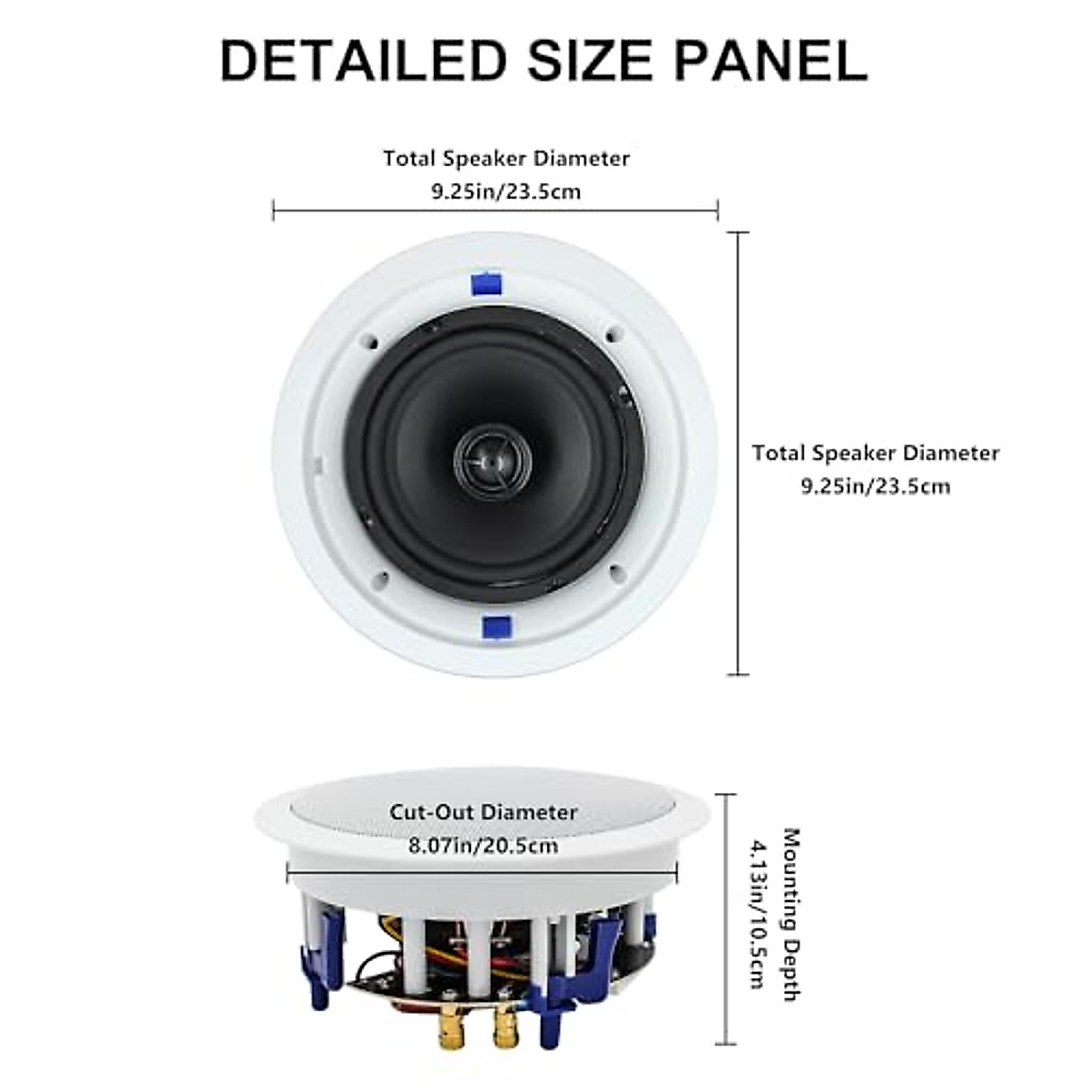 Herdio 6.5 inch 640 Watts Ceiling Speakers 2 Way Flush Mount Passive Perfect for Office,Kitchen,Living Room,Bathroom(4 Speakers)