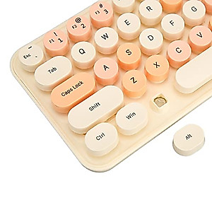 Gaming Keyboard Mouse, Retro Cute Material ABS Keyboard USB Mouse 68 Keys 2.4G Wireless Low Consumption for Office (Tawny Mixed Color)