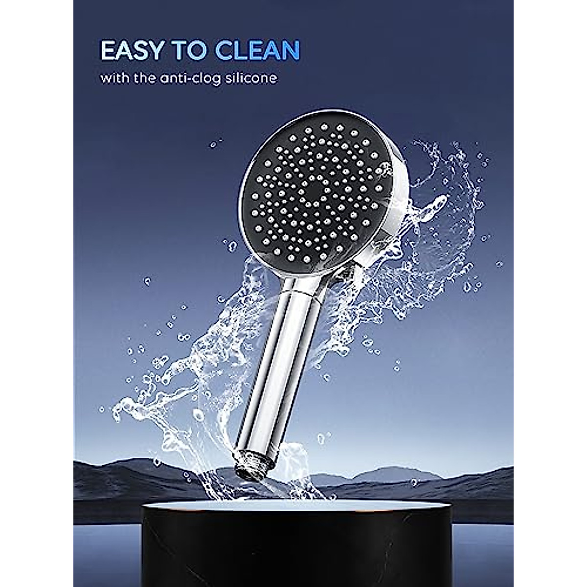 CRTBETLIF Modern 6-Setting Handheld Filtered Shower Head with 70-inch Hose, Chrome, Water Saving, Adjustable, Environmentally Friendly
