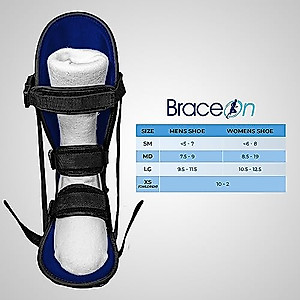 BraceOn Adjustable Night Splint - Plantar Fasciitis, Achilles Tendon, Heel Spur, and Foot Pain Relief Stretching Boot for Men and Women, Gray, Large