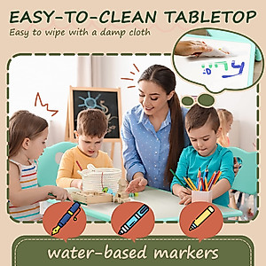 Qaba Kids Table and Chair Set, 5 Piece Toddler Table and Chair Set with 4 Chairs Adjustable Height, for Snack Time, Homeschooling Aged 1.5-5 Years Old, Green