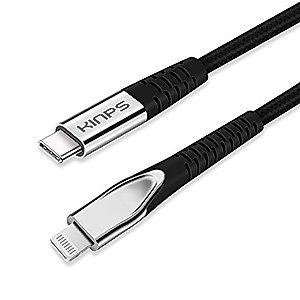 KINPS MFI Certified (10ft/3m) USB C to Lightning Fast Charging Cable Compatible with iPhone 12/11/11Pro/11 Pro Max/XS MAX/XS/XR/X, Supports Power Delivery(for Use with Type C Chargers), Black