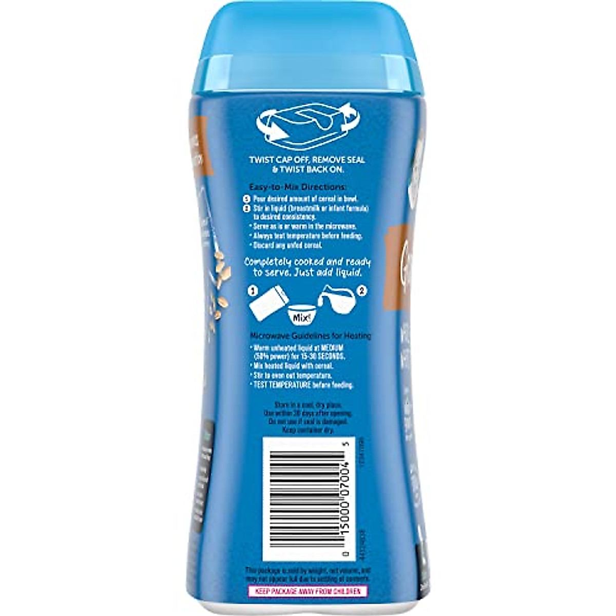 Gerber Cereal for Baby 2nd Foods Grain & Grow Cereal, Whole Wheat Cereal, Made with Whole Grains & Essential Nutrients, Non-GMO, 8-Ounce Canister (Pack of 6)