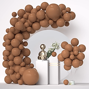 Black Balloons in Brown Balloons for Double-Stuffed Balloon Garland Kit, Coffee Brown Balloons Arch Different Sizes 18 Inch 12 Inch 5 Inch Balloon Arch for Baby Shower Anniversary Birthday Party Decor