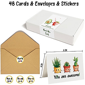 Obbyidk 48 Funny Pun Thank You Cards with Envelopes And Stickers, Bulk Boxed Set Thank You Cards, 4 x 6 in,Thank You Note Cards for Wedding, Bridal & Baby Shower, Business, Graduation