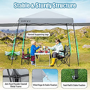 Tangkula 10x10 ft Pop Up Canopy with Dual Awnings, Outdoor Canopy Tent with Center Lock, 16 Stakes, 12 Ropes, Roller Bag, UPF50+ Easy Setup Instant Canopy with 2 Sidewalls for Camping, Patio, Market