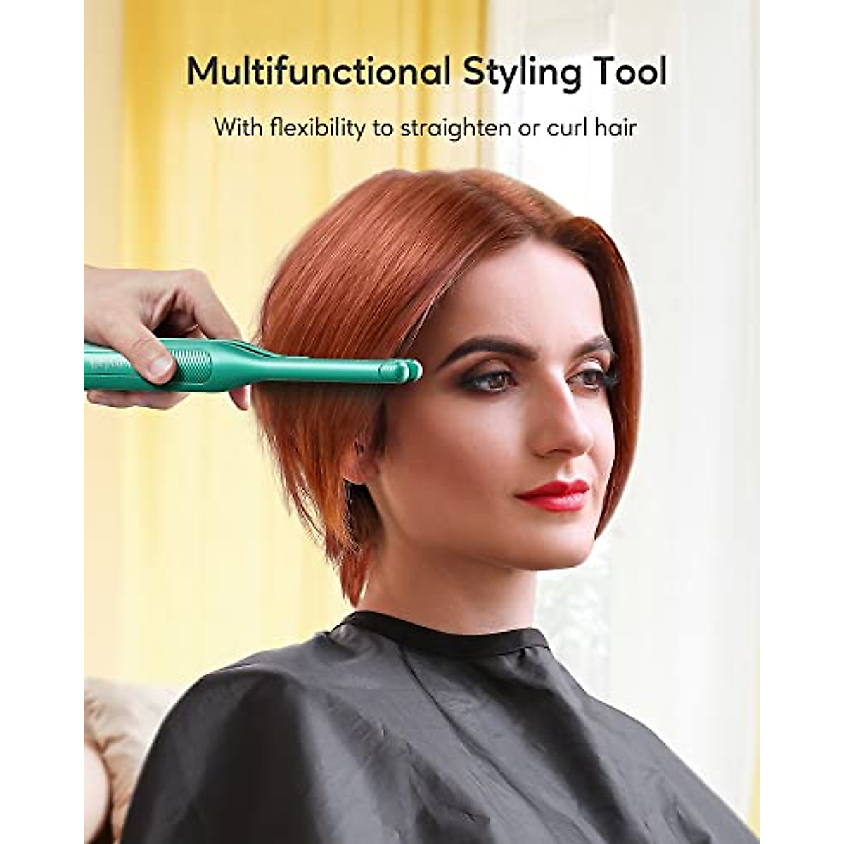 Wavytalk 3/10" Pencil Flat Iron for Short Hair, Edges and Touch-ups, Mini Flat Iron with Adjustable Temp & Anti-Pinch Design, Green