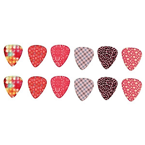 Guitar Picks for Girls - Medium Celluloid Assorted Variety 12-Pack Collection - Pretty Unique Designs Cool Pink Leopard - Best Gifts for Princess, Kids, Teens, Women, Ladies, Female Guitar Players