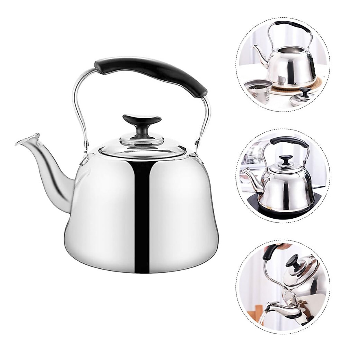 UPKOCH Whistling Tea Kettle Kitchen Tea Boiler Home Supply Kitchen Water Boiler Stovetop Water Boiler Whistling Water Pot Whistling Water Boiler Handle Stainless Steel Kettle