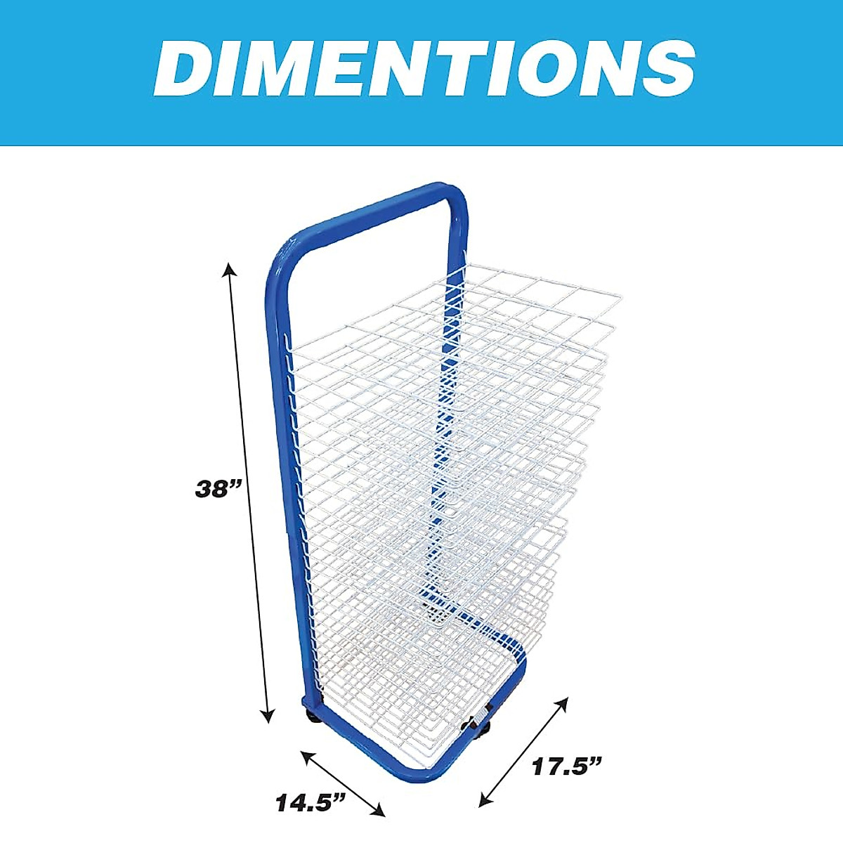 LAUCO Art Drying Rack for Art Studios & Classrooms, 25-Removable Shelf Mobile, Painting Drying Rack with Wheels - Stack Rack for Painting, Drawings, and More (1 Pack)