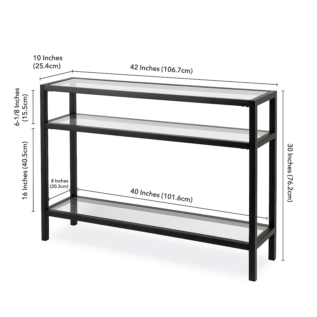 Henn&Hart 42" Wide Rectangular Console Table in Blackened Bronze, Entryway Table, Accent Table for Living Room, Hallway