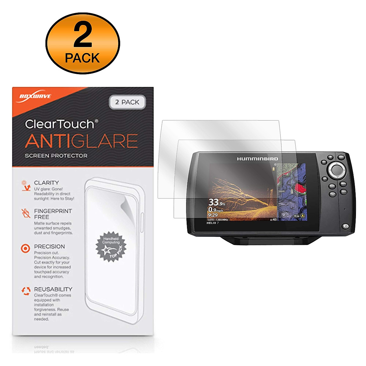 BoxWave Screen Protector Compatible with Humminbird Helix 7 G3N - ClearTouch Anti-Glare (2-Pack), Anti-Fingerprint Matte Film Skin