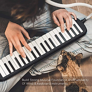 Flexzion Melodica Instrument 37 Keys Air Keyboard Piano for Kids and Adults, Beginner-Friendly Blow Keyboard Wind Instrument, Portable Keyboard Harmonium Instrument (Black)