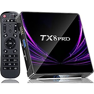 Android TV Box 11.0, TX8 PRO Android TV Box 4GB RAM 64GB ROM, Android Box with Amlogic S905W2 Quad Core 64 Bits, AV1 6K/4K 3D USB 3.0 BT 4.2 TV Box