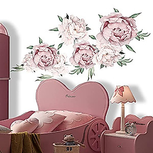 Pink Watercolor Peony Wall Decal Bedroom Girl Peel and Stick Peonies Vinyl Sticker Set of 7 Flowers Over the Crib Bed Nursery [lt800 small]