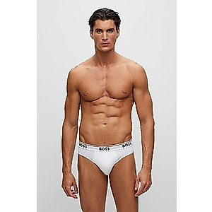 BOSS Men's 3-Pack Classic Regular Fit Stretch Briefs, White, X-Large