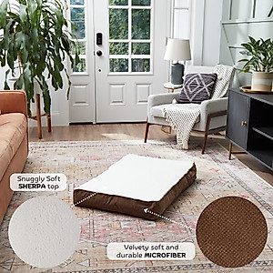 Happy Hounds Daisy Deluxe Supportive Sherpa Dog Bed, Large (48 x 36 in.), Mocha