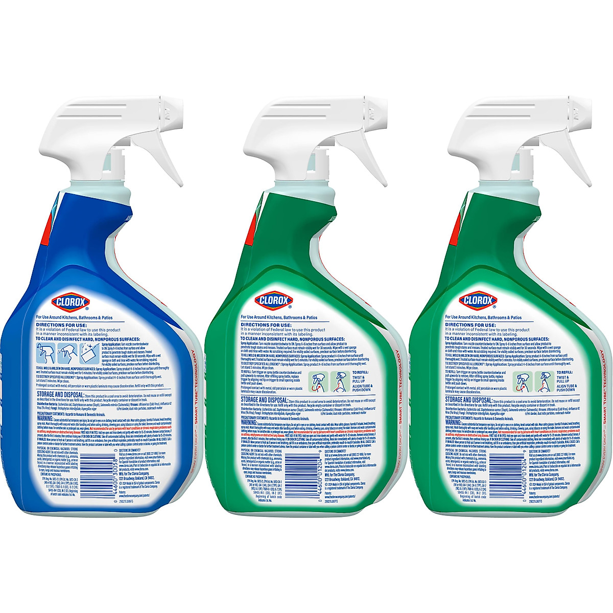 Clorox Clean-Up Cleaner + Bleach Value Pack, 3 Disinfectant and Cleaning Sprays, Kitchen and Bathroom Cleaning, Rain Clean and Original Scent, 32 Ounces (Pack of 3)