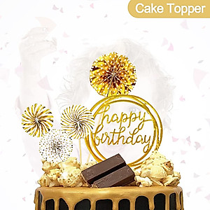 KATBUU Gold and Black Birthday Decorations - with Happy Birthday Banner, Gold and Black Balloons Arch Garland for Mens Women Girls Sweet 16th 21st 30th 40th 50th Birthday Party Decor Supplies