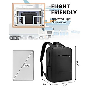 LOVEVOOK Laptop Backpack for Women & Men, Unisex 15.6 inch Waterproof Travel Backpack, Work Backpack Casual Daypack with USB Charging Port, Computer Backpack for Business Black