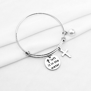 Left it in the Water Adult Baptism Gift Christian Religious Bracelet Jewelry Confirmation Gift(Bracelet) Silver