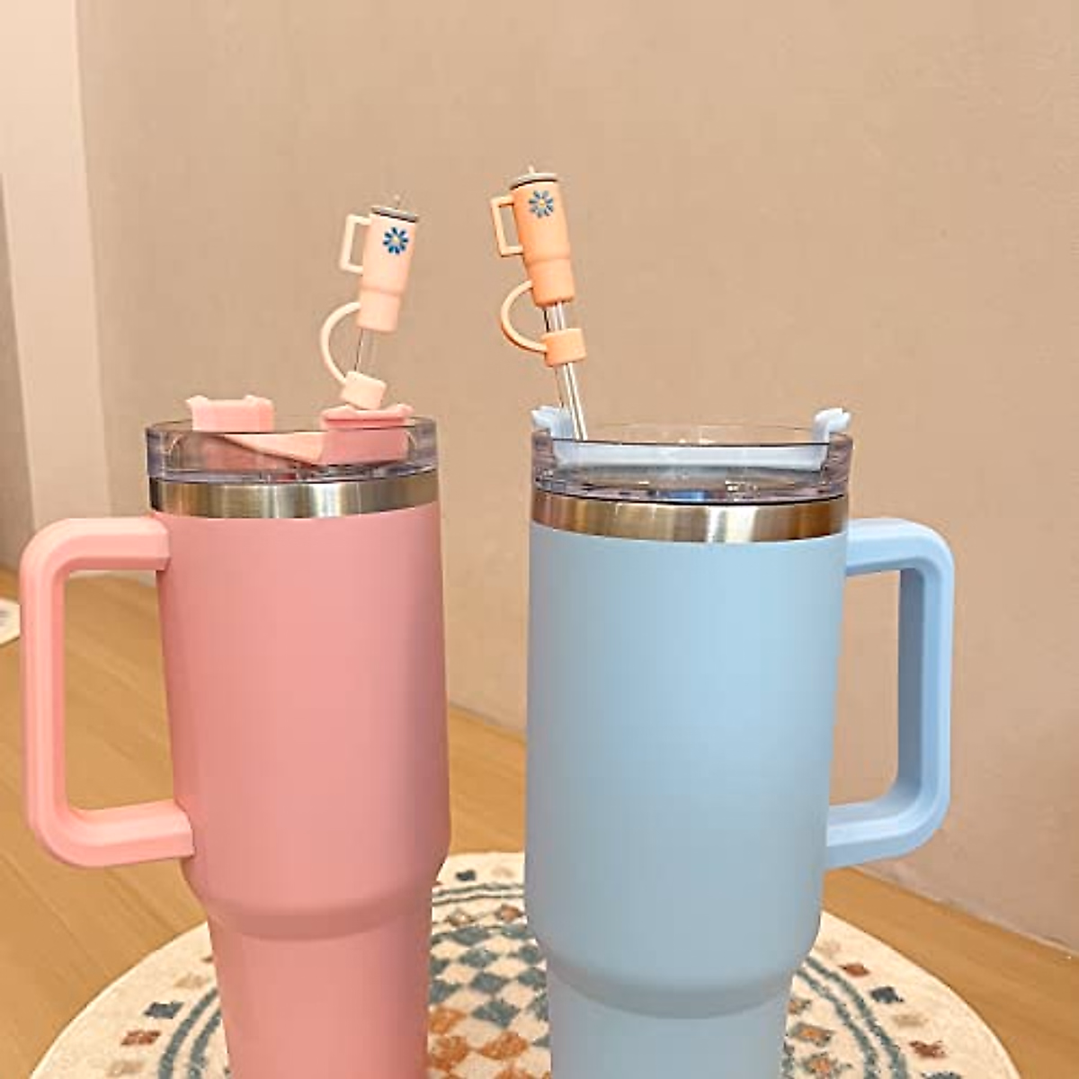 Straw Covers Cap for Stanley Cup, 4Pcs Silicone Straw Topper Compatible with Stanley 40&30 Oz Tumbler with Handle, Straw Covers for Reusable Straws, Straw Tip Covers for Stanley Cups Accessories