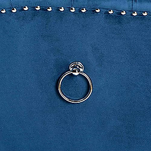 Baxton Studio Lamont Modern Contemporary Transitional Navy Blue Velvet Fabric Upholstered and Dark Brown Finished Wood Wingback Dining Chair