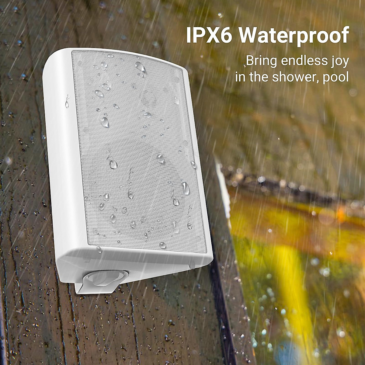 STUDIOFINIX 6.5 Inches Indoor Outdoor Bluetooth Speakers Waterproof Wired Wall Mount Active Speakers 400 Watt for Patio Garage,Deck,Backyard (White)